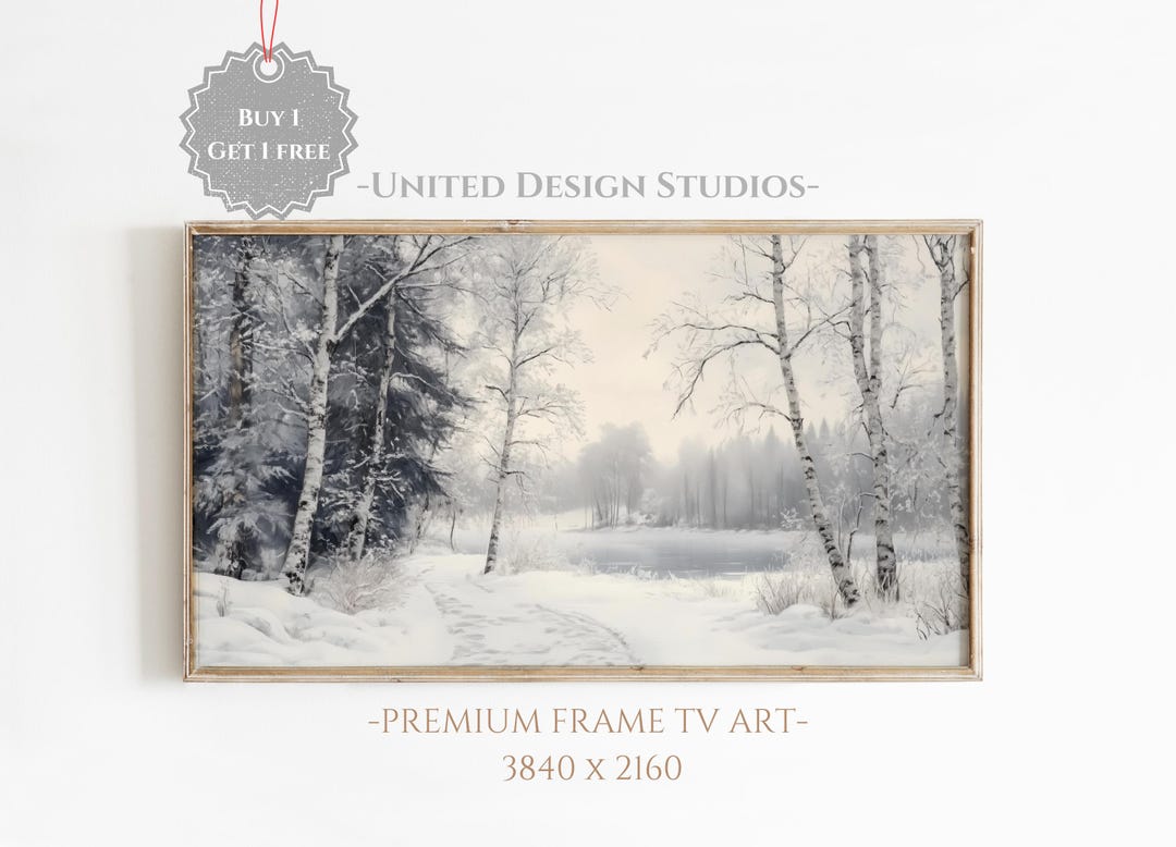 Frame Tv Winter Art, Farmhouse Christmas Art for TV, Snowy Winter ...