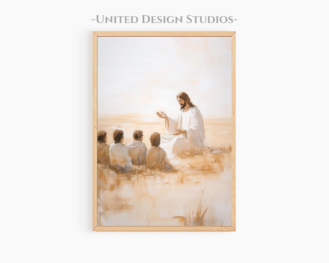 Jesus With Children Printable Art, Modern Christian Art of Jesus ...