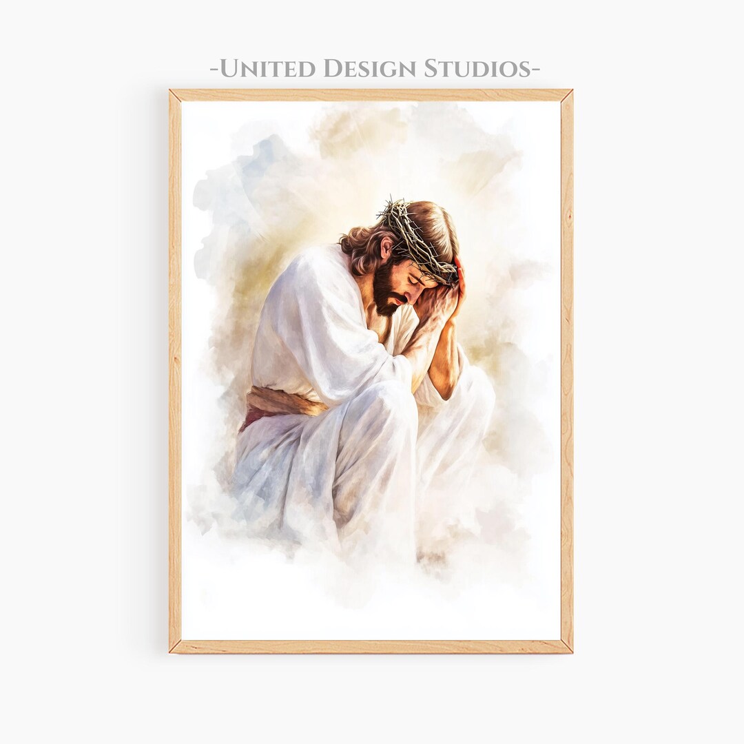 Jesus Praying Portrait, Catholic Art, Christian Wall Art (digital ...