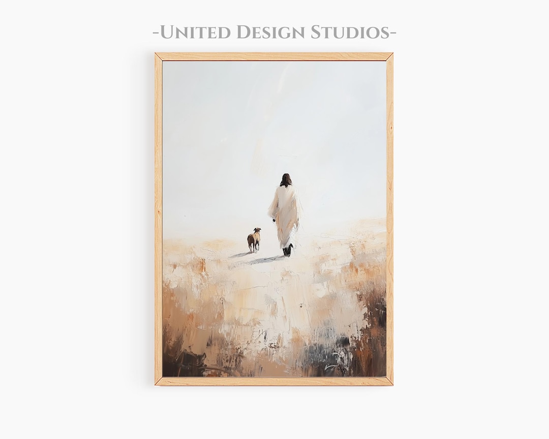 Jesus Walking With A Dog in Heaven Printable Art, Painting of Jesus ...