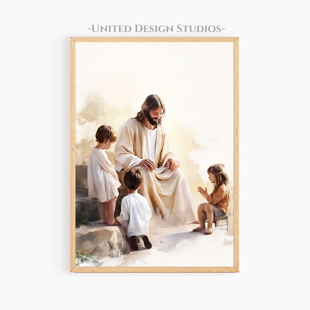 Jesus With Children Printable Art, Jesus With Kids Digital Download ...