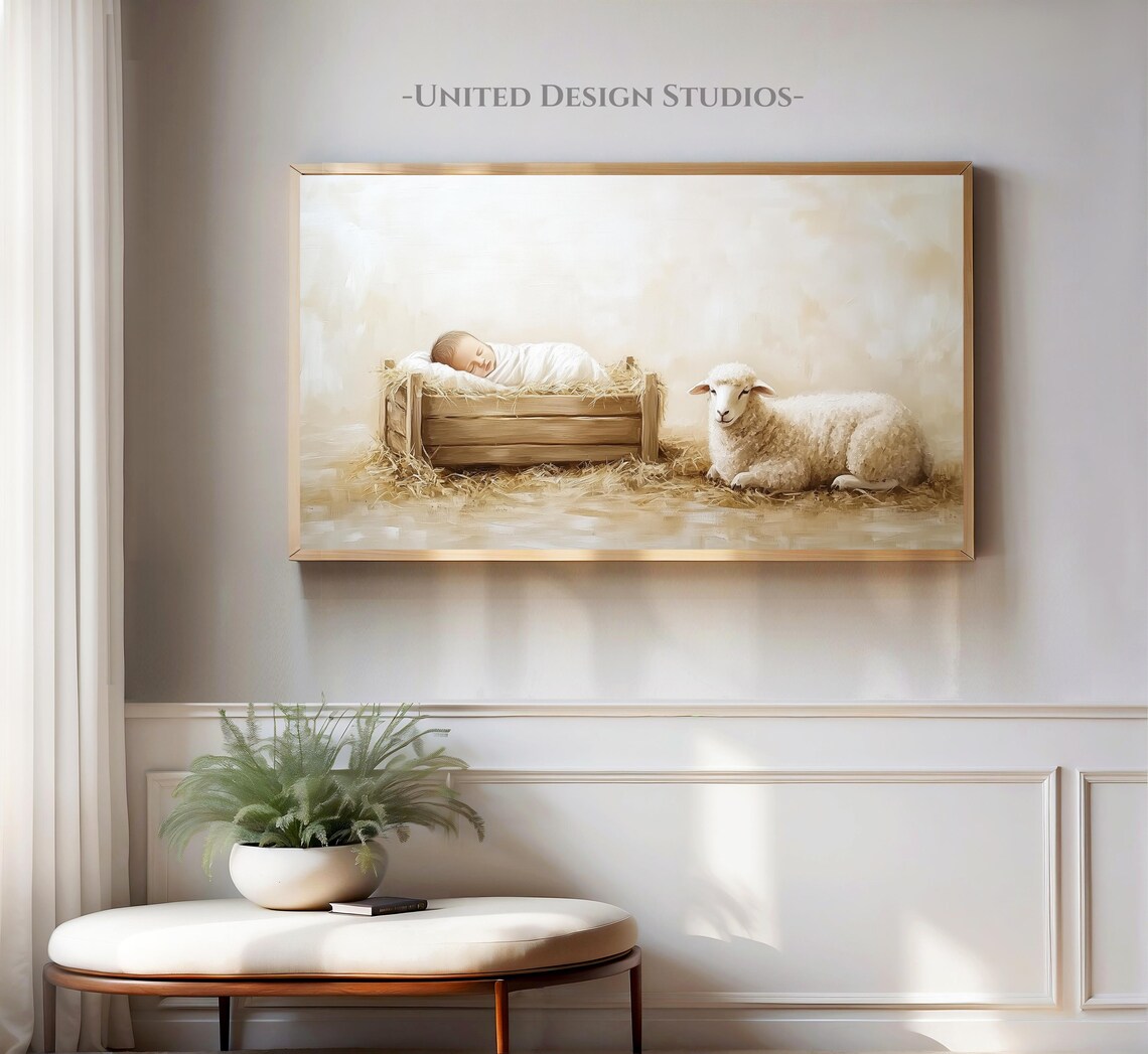 Christmas Nativity Frame TV Art, Nativity Frame Tv Art, Neutral ...
