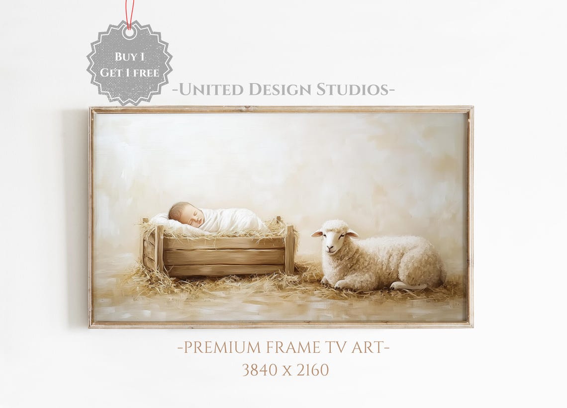 Christmas Nativity Frame TV Art, Nativity Frame Tv Art, Neutral ...