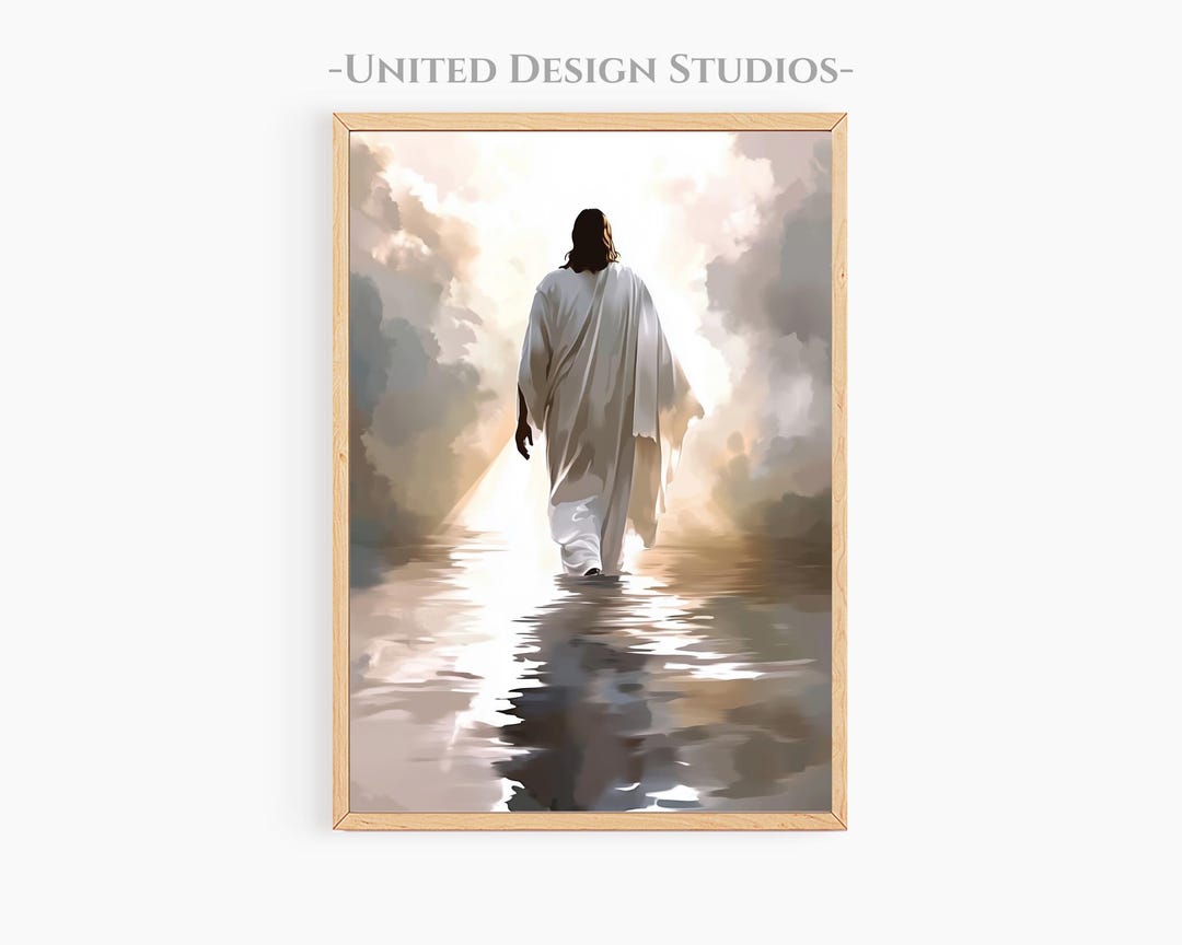 Jesus Walking on Water Printable Wall Art, Christian Inspirational Art ...