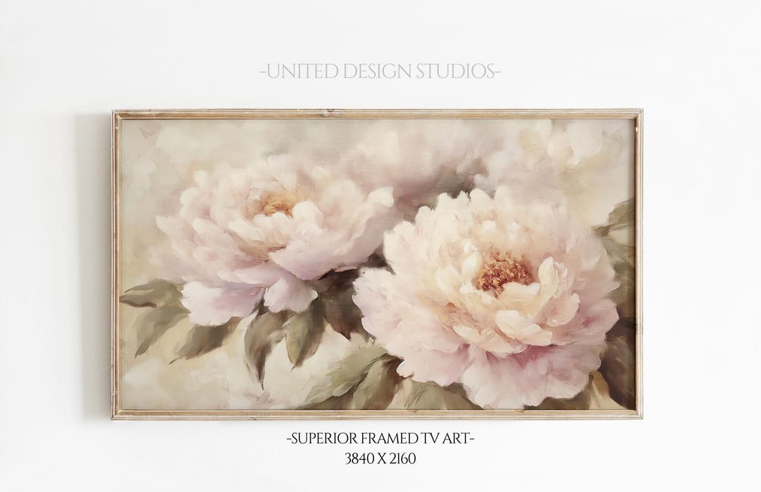 Peony Flower Frame TV Art, Spring Painting, Easter Botanical Flowers ...