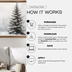 Frame Tv Winter, Painting of Pine Tree Forest Frame Tv Art, , Moody ...