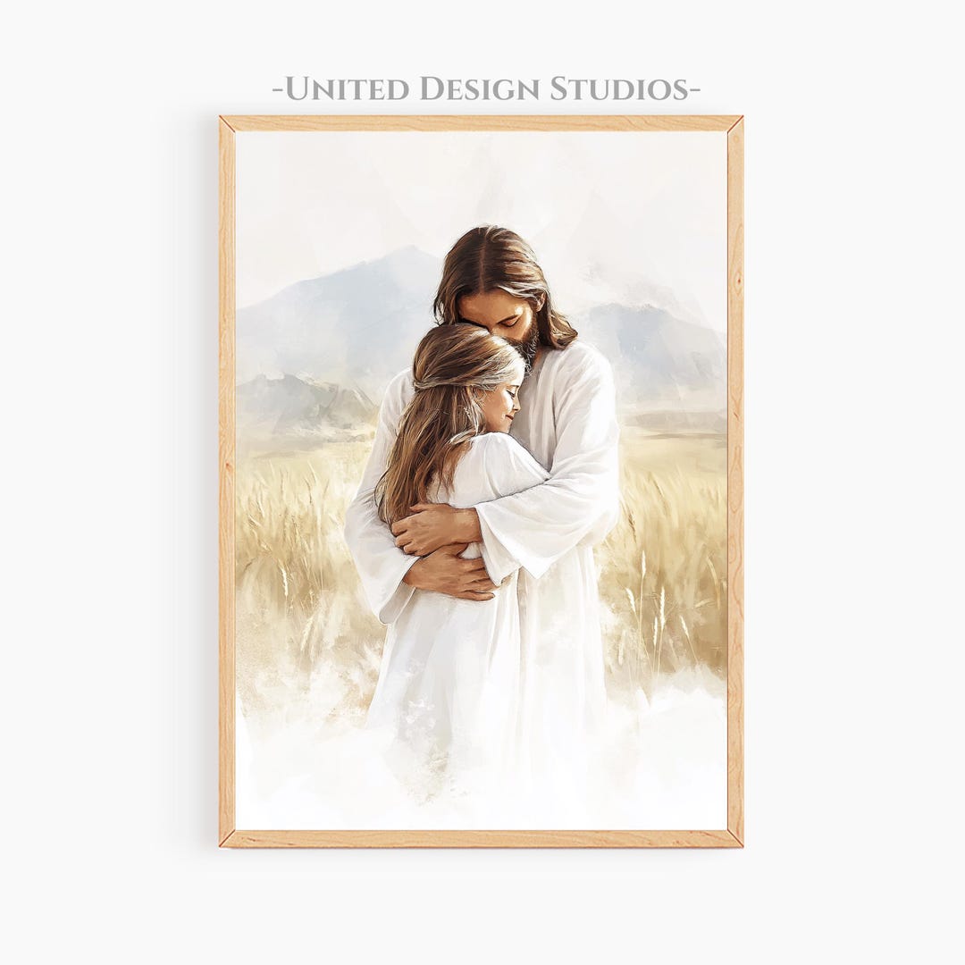 Jesus Hugging Girl Wall Art, Jesus With Children Printable Art, Neutral ...
