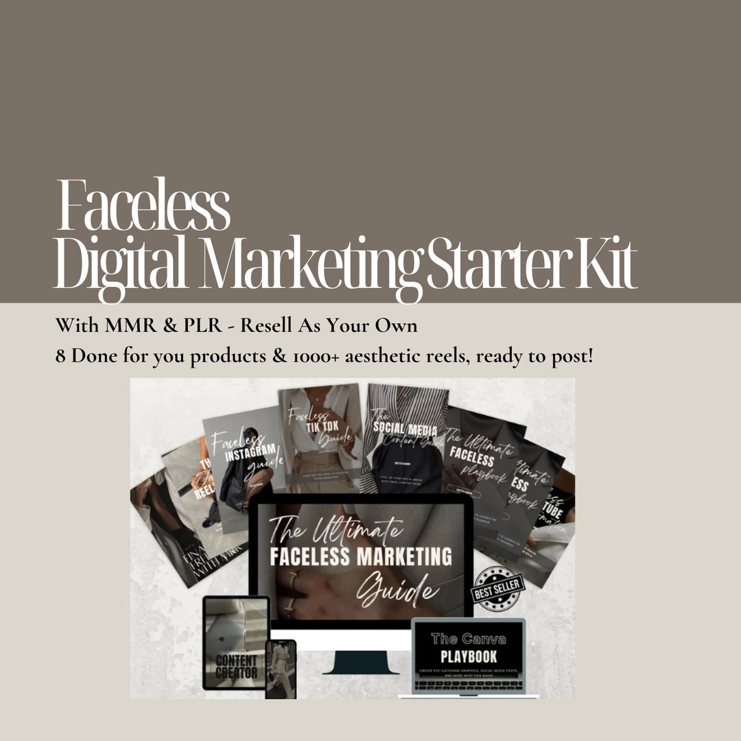 Faceless Digital Marketing Starter Kit With MRR & PLR Resell Rights - Etsy