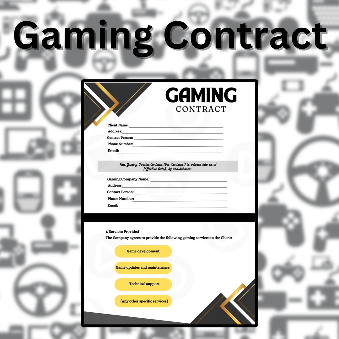 Gaming Contract Template PDF File - Etsy
