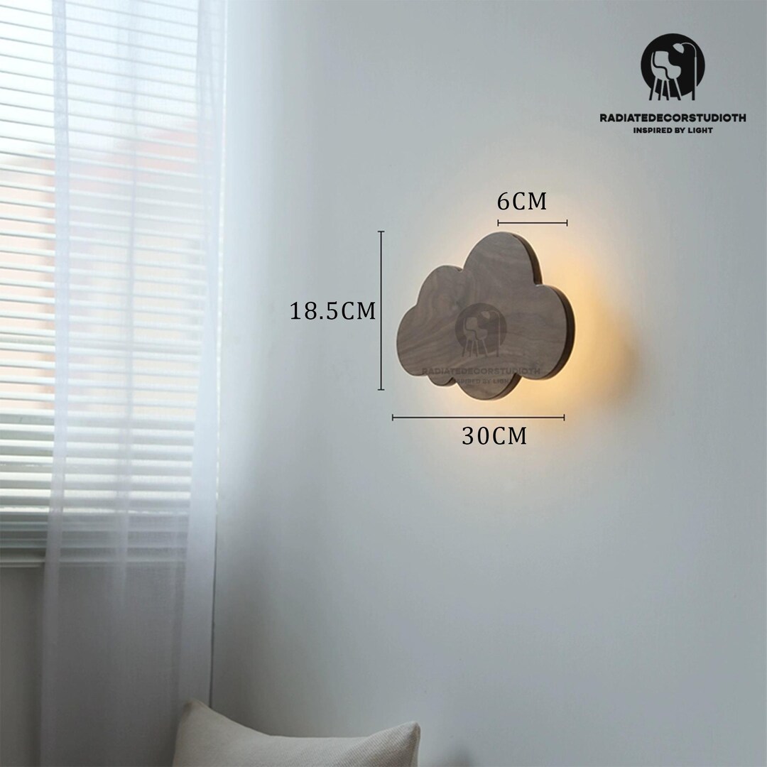 Solid Wood Cloud Wall Sconce,boucle Cloud Wall Lamp,kids Room Wall ...