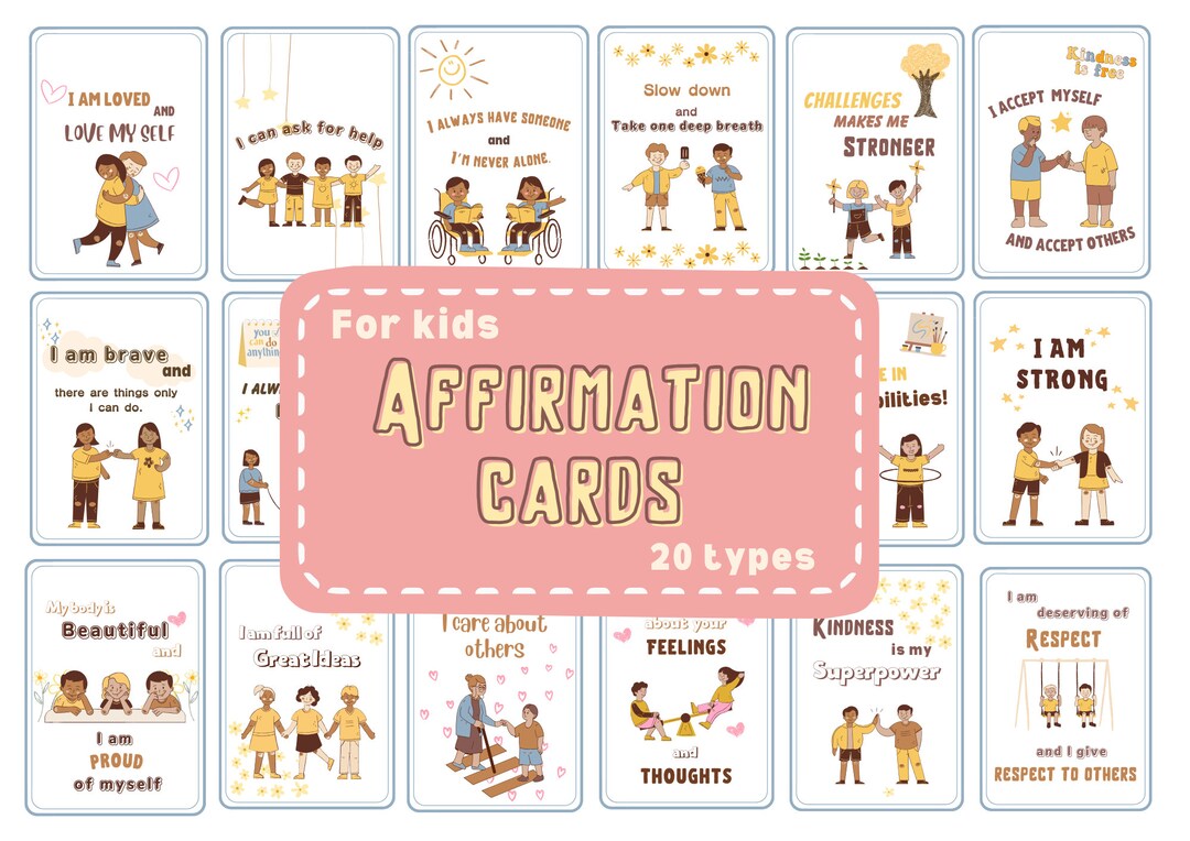 Positive Affirmation Cards for Kids, Printable, Motivation, Self Esteem ...