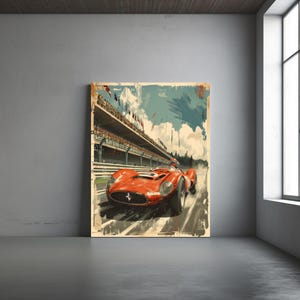 Vintage Racing Car Wall Art, Classic Motorsport Digital Art, Retro Car ...