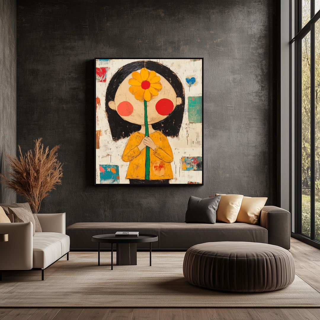 Flower Girl Poster, Colorful Wall Decor, Creative Wall Art, Flower ...