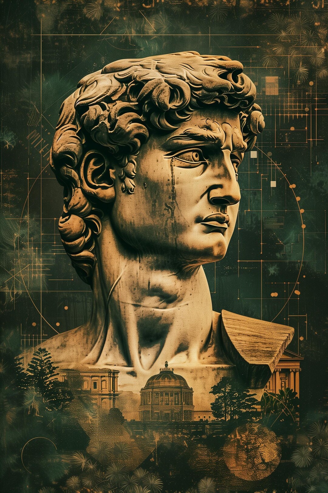 Michelangelo’s David Art Print, Digital Reimagination Decor ...