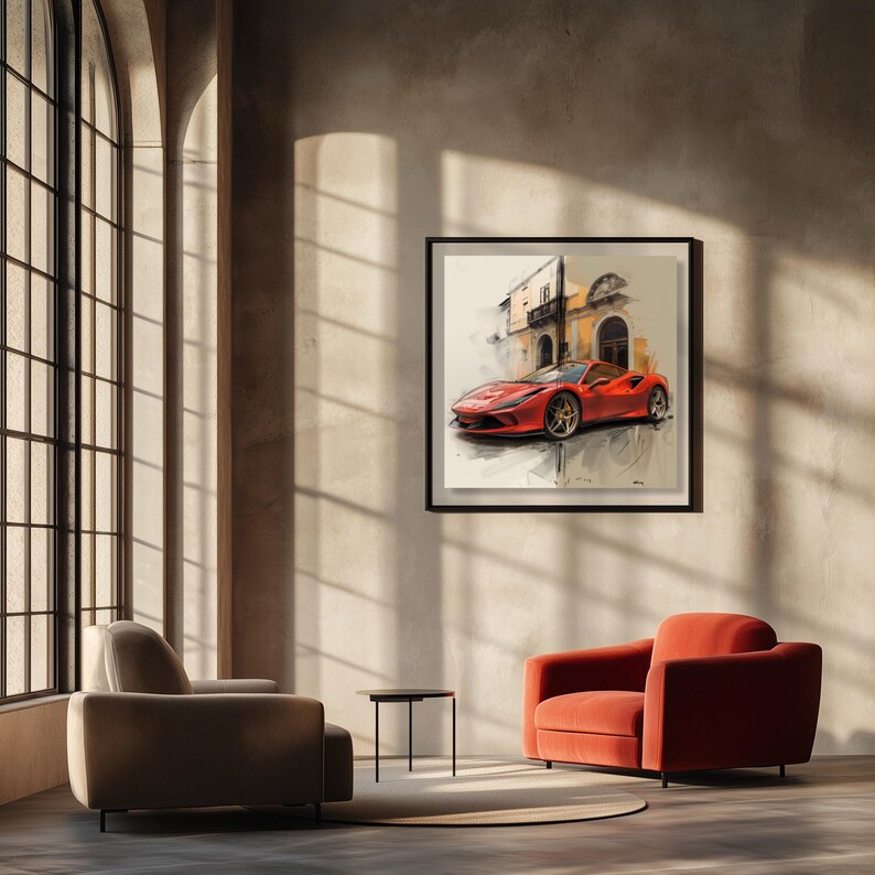 Sports Car Digital Art Print, Car Enthusiast Gift, High-resolution ...
