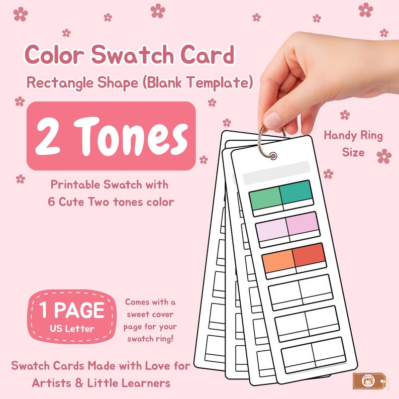 Printable Color Swatch Card: Rectangle 2-tone Palette (US Letter PDF ...