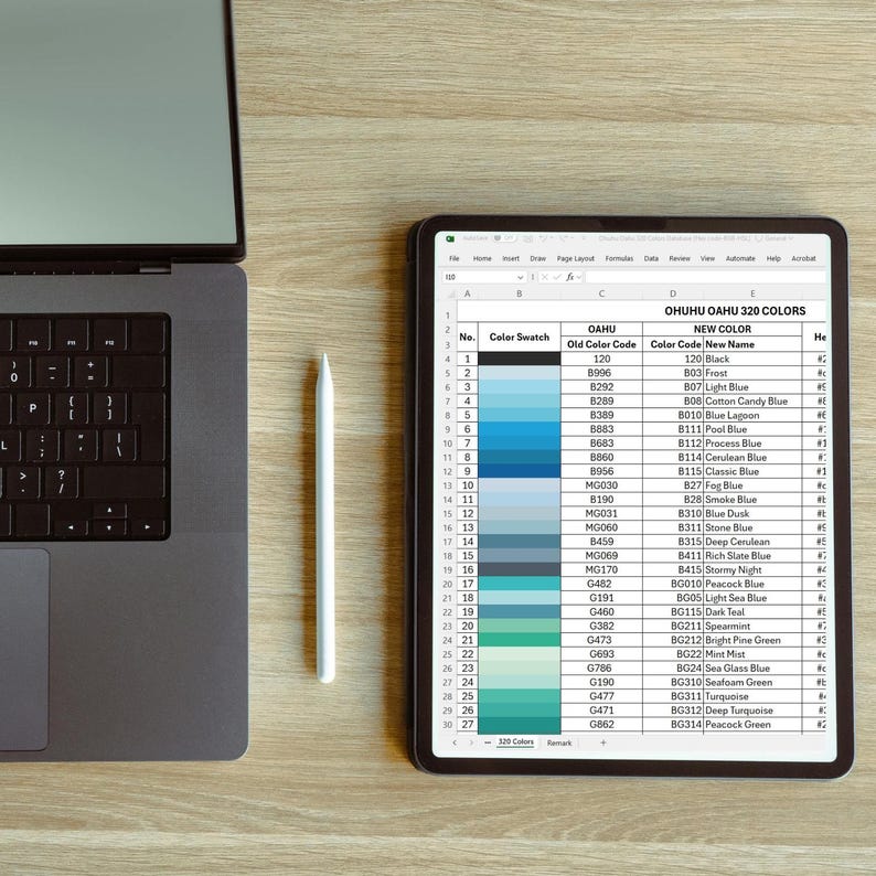 Ohuhu OAHU Conversion Chart| 320 Colors| Old New Code| Hex Code | RGB ...