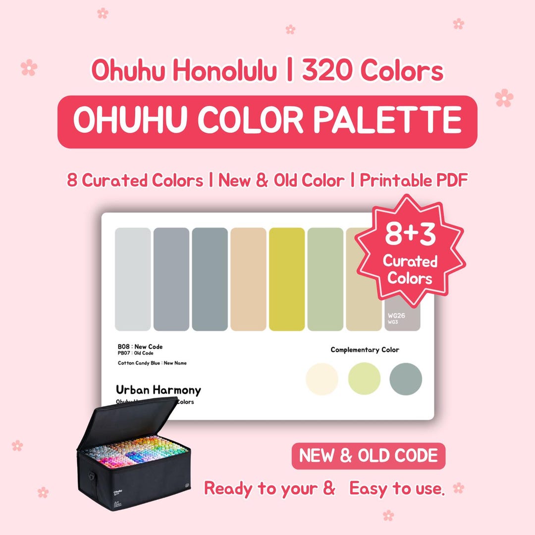 Ohuhu Color Palette for 320 Markers | New & Old Code | Pastel Color ...