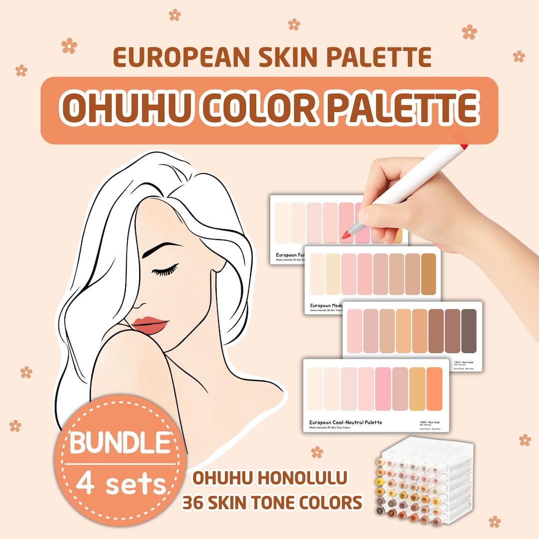 Ohuhu Color Palette Bundle | Honolulu 36 Colors | European Skin| Old ...