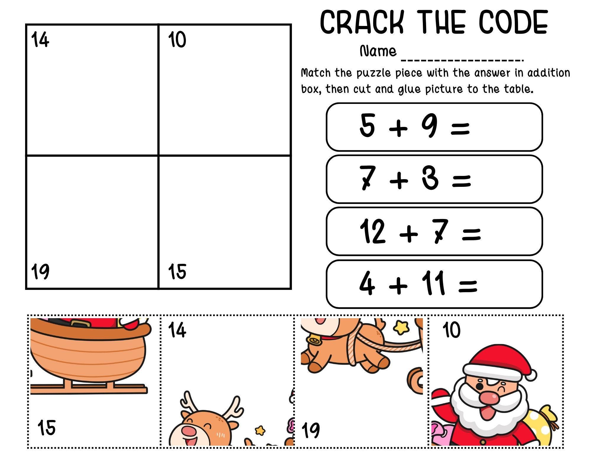 Homehug Worksheet| Crack the Code for Kids| Addition Puzzle| Solve the ...