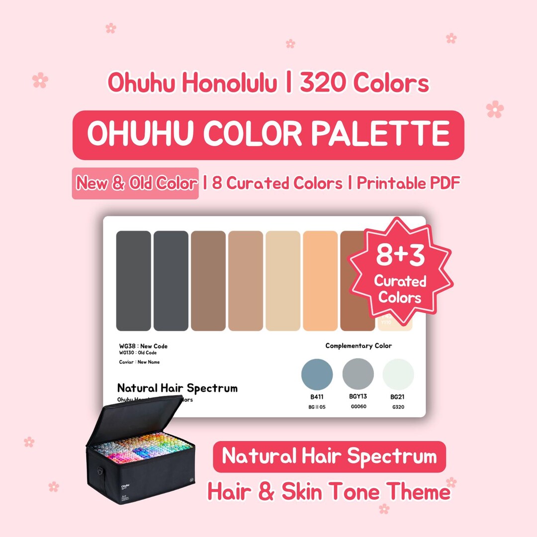 Ohuhu Color Palette for 320 Markers | New & Old Code | Hair Skin Theme ...