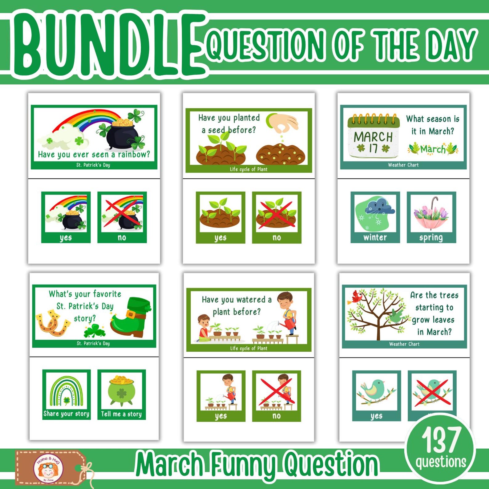 Question of the Day for Preschool March, Kindergarten Sight Words, Yes ...