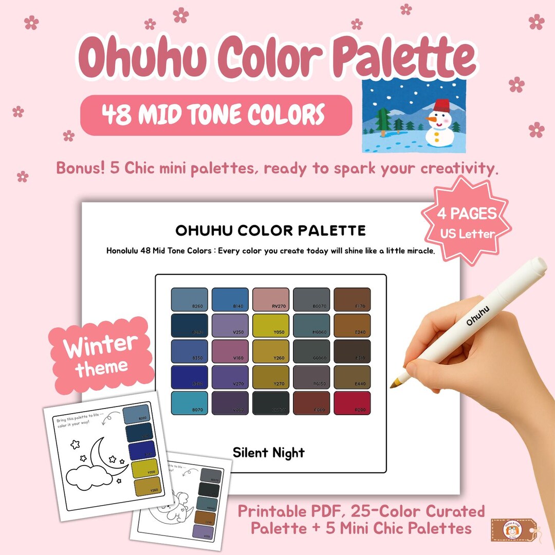 Ohuhu Marker Color Palette: 25 Winter Shades + 5 Mini Palettes (PDF ...