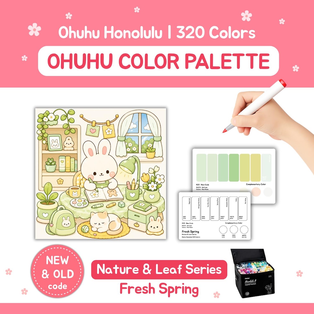 Ohuhu Color Palette for 320 Markers | Nature and Leaf Theme | New & Old ...