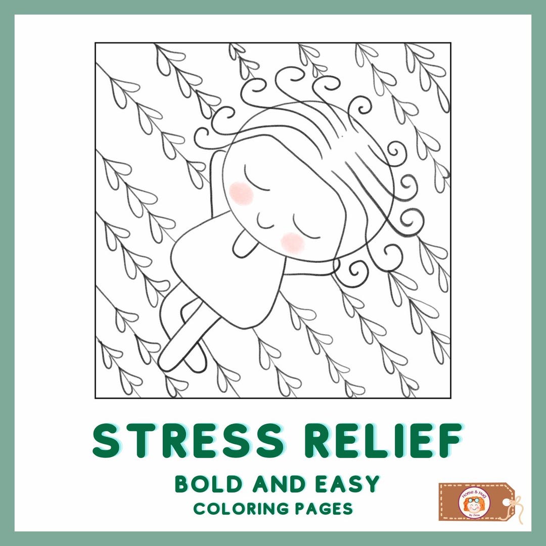 Relaxing Adult Coloring Pages for Kids, Digital Coloring Book, Bold and ...