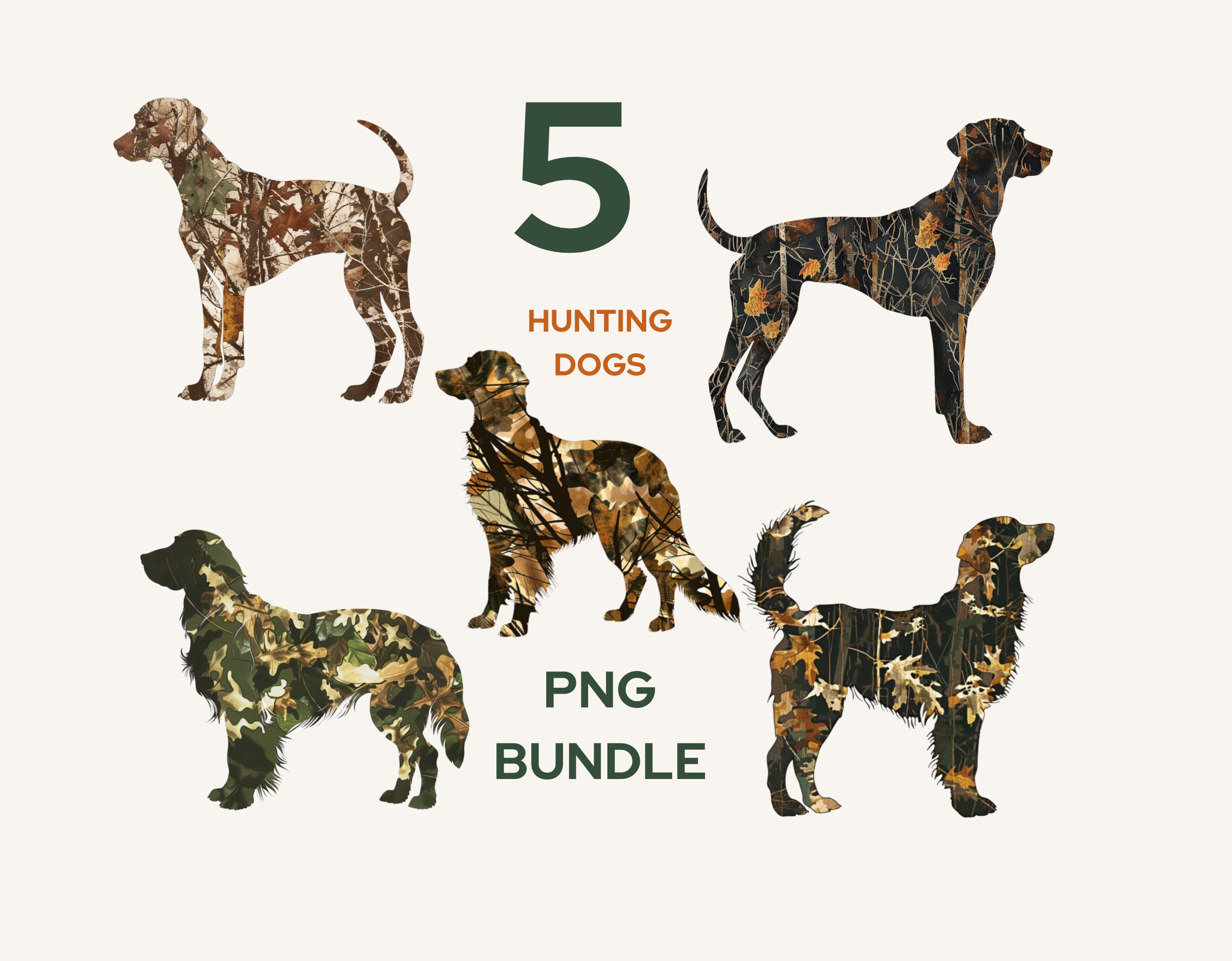 Camo Hunting Dogs PNG, Digital Download BUNDLE, Duck Hunting ...