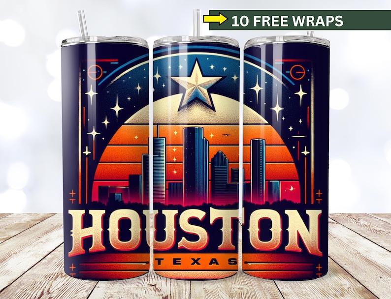 Houston Texas Png for Tumbler, 20oz SEAMLESS Tumbler Wrap, Houston 20oz ...
