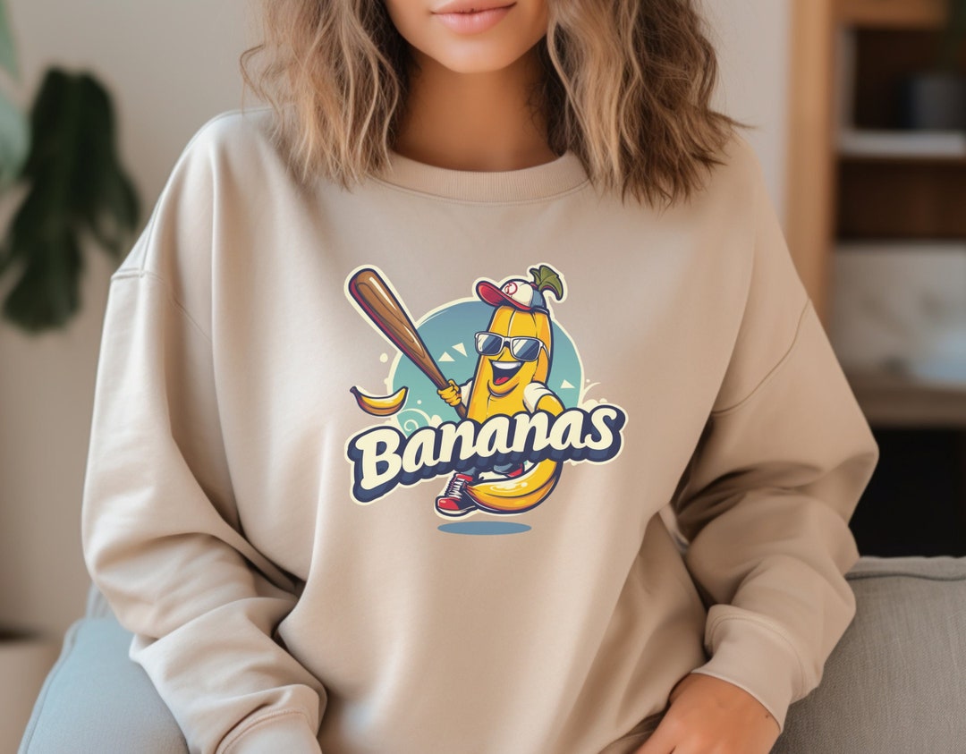 Let's Go Bananas Baseball PNG Sports Team Mascot Funny Banana Playing ...