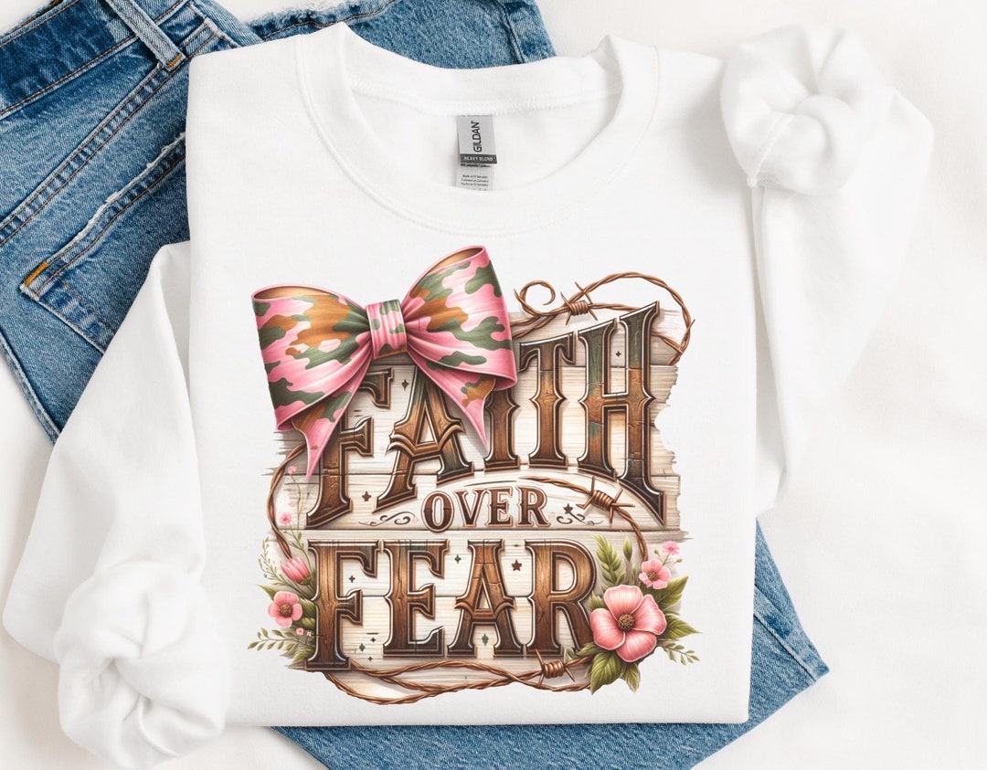 Faith Over Fear Pink Bow Png, Positive Affirmation PNG, Coquette ...