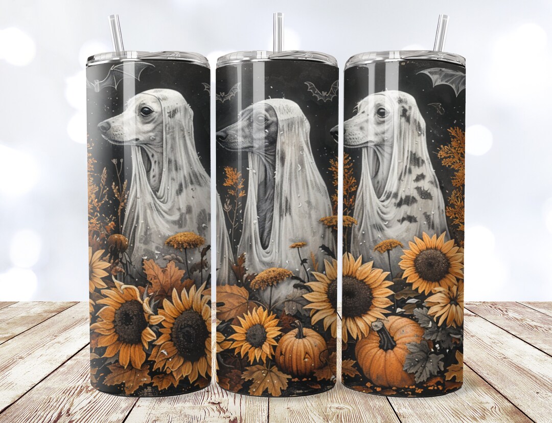 Autumn Fall Pumpkin Ghost SEAMLESS Tumbler Wrap, Whippet Sublimation ...