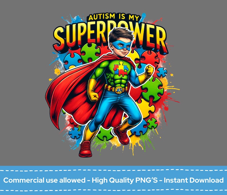 Autism is My Superpower Png, Autism Superhero Png, Autism Digital ...