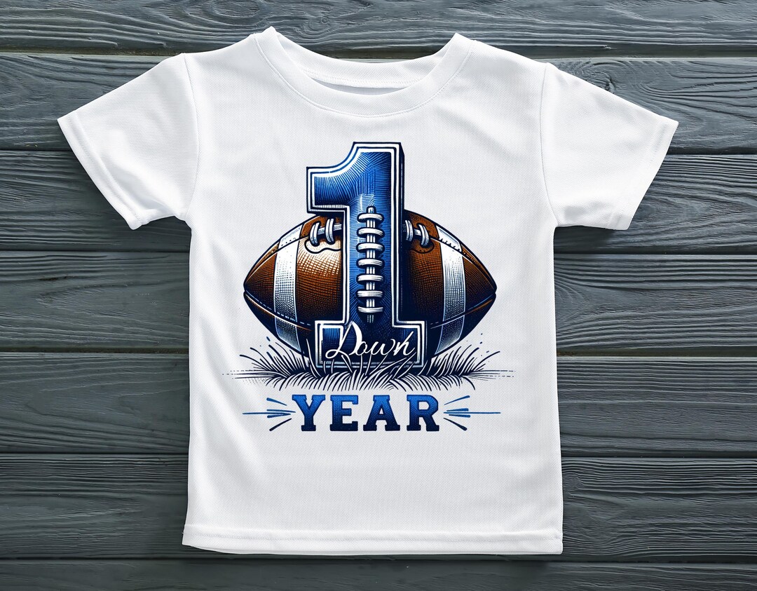 1st Year Down Digital Png Design, First Birthday PNG, Football One ...