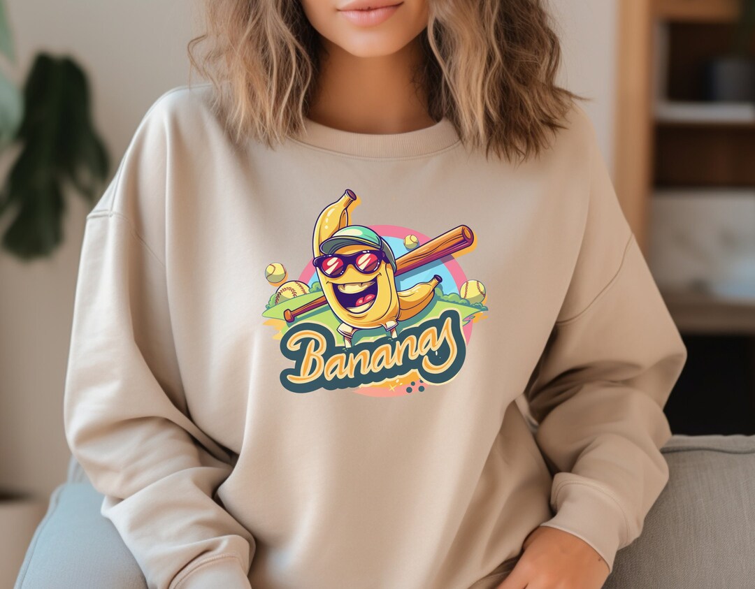 Let's Go Bananas Baseball PNG Sports Team Mascot Funny Banana Playing ...