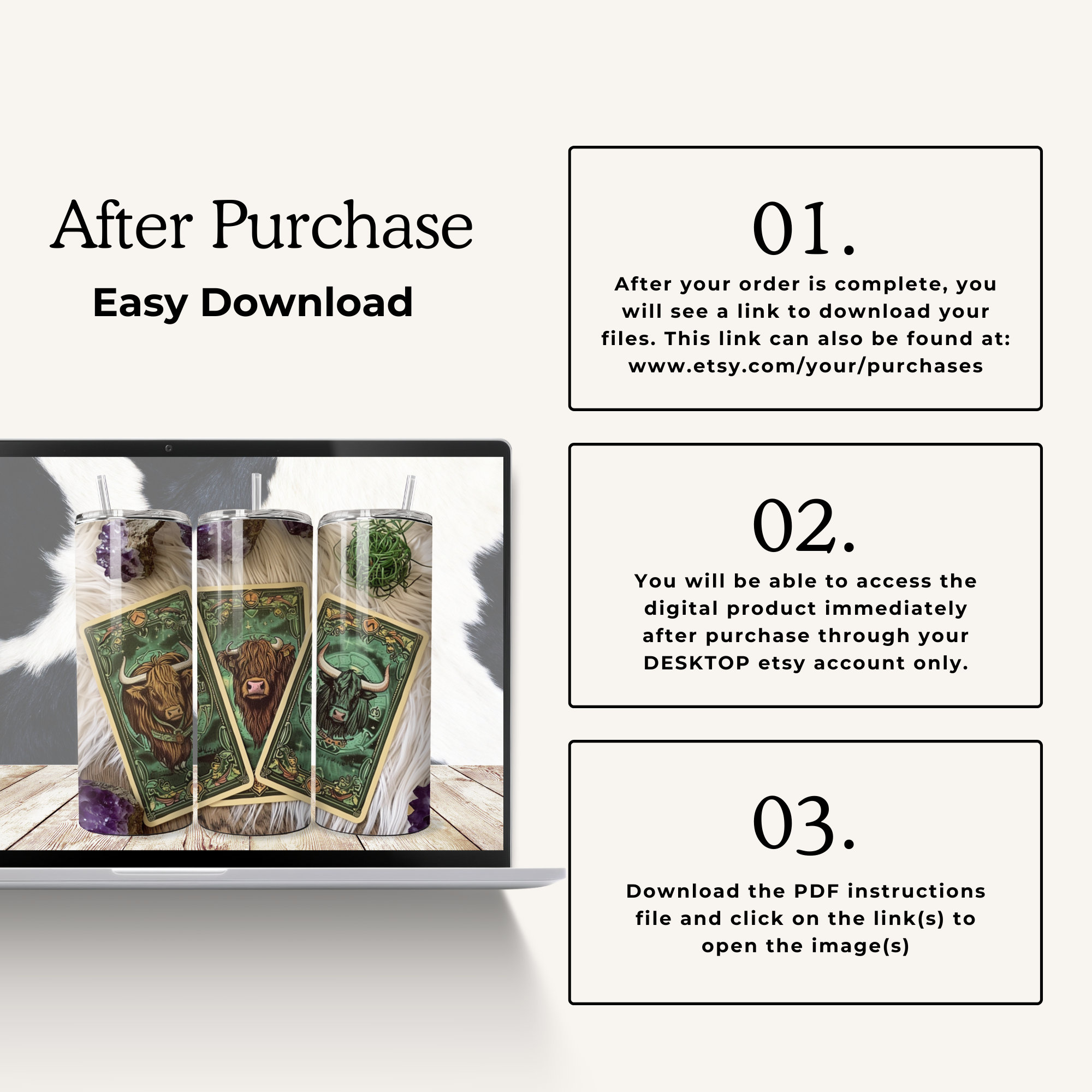 Highland Cow Tarot Card SEAMLESS Tumbler Wrap, Tarot Card 20oz Tumbler ...