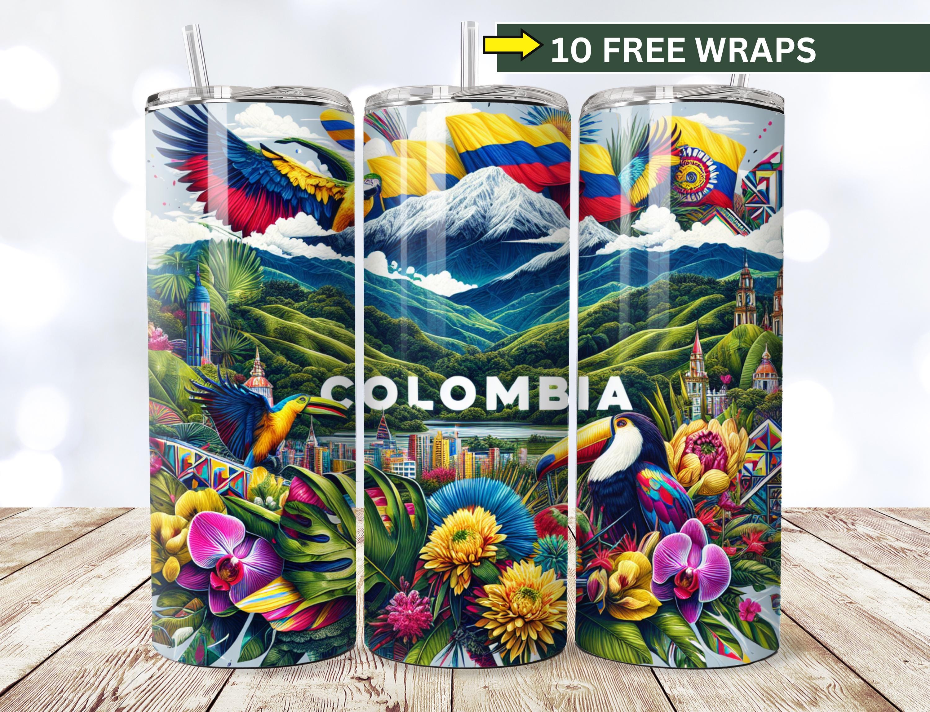 Colombia Tumbler PNG, 20oz Sublimation Design, Colombia Flag Tumbler ...