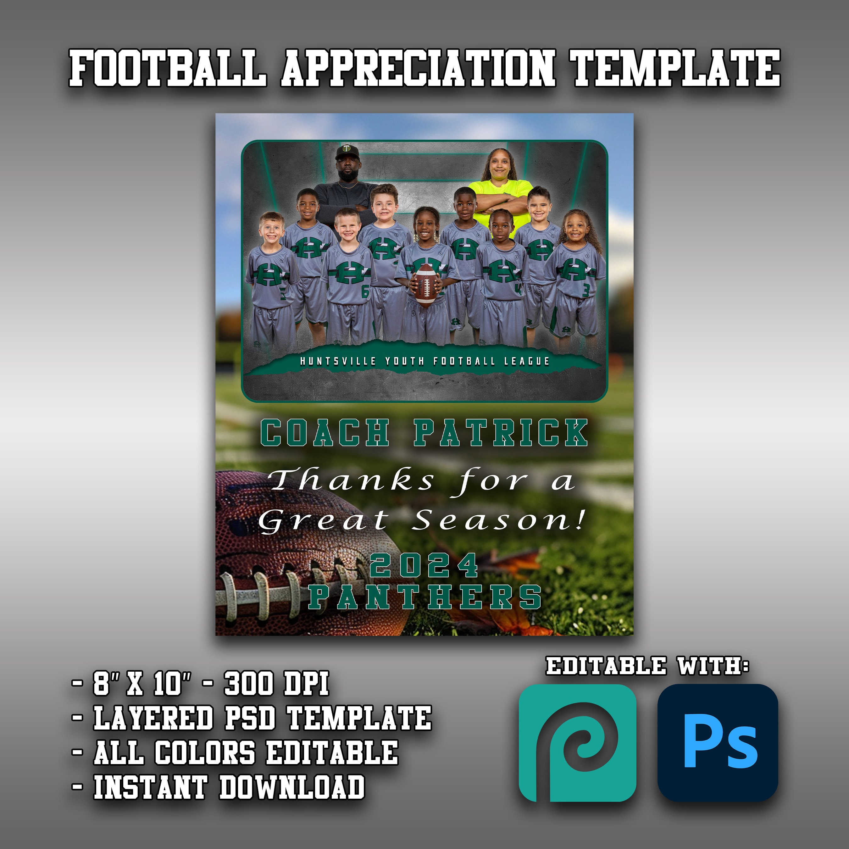 Football Coach Appreciation Template - FBCP001 - PSD Digital Template ...