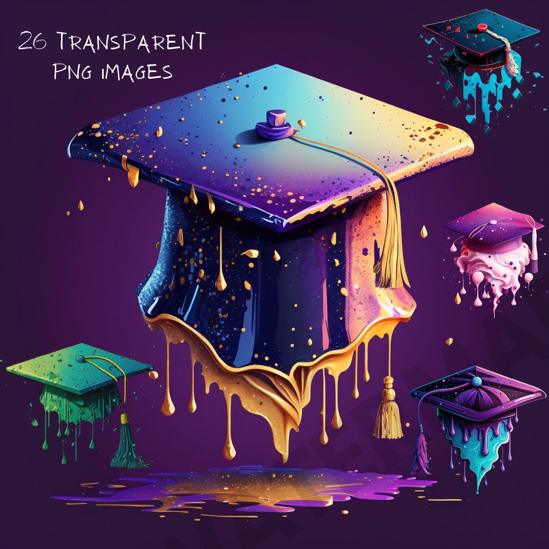 Graduation Cap, Graduation Caps Clipart Bundle, Watercolor Graduation ...