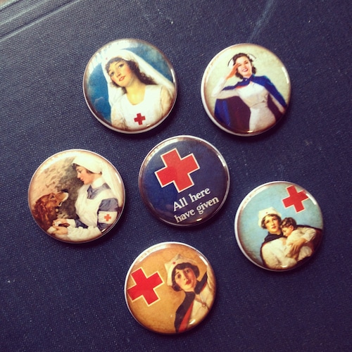 Vintage Red Cross Pinback Buttons Set of 6 | Etsy