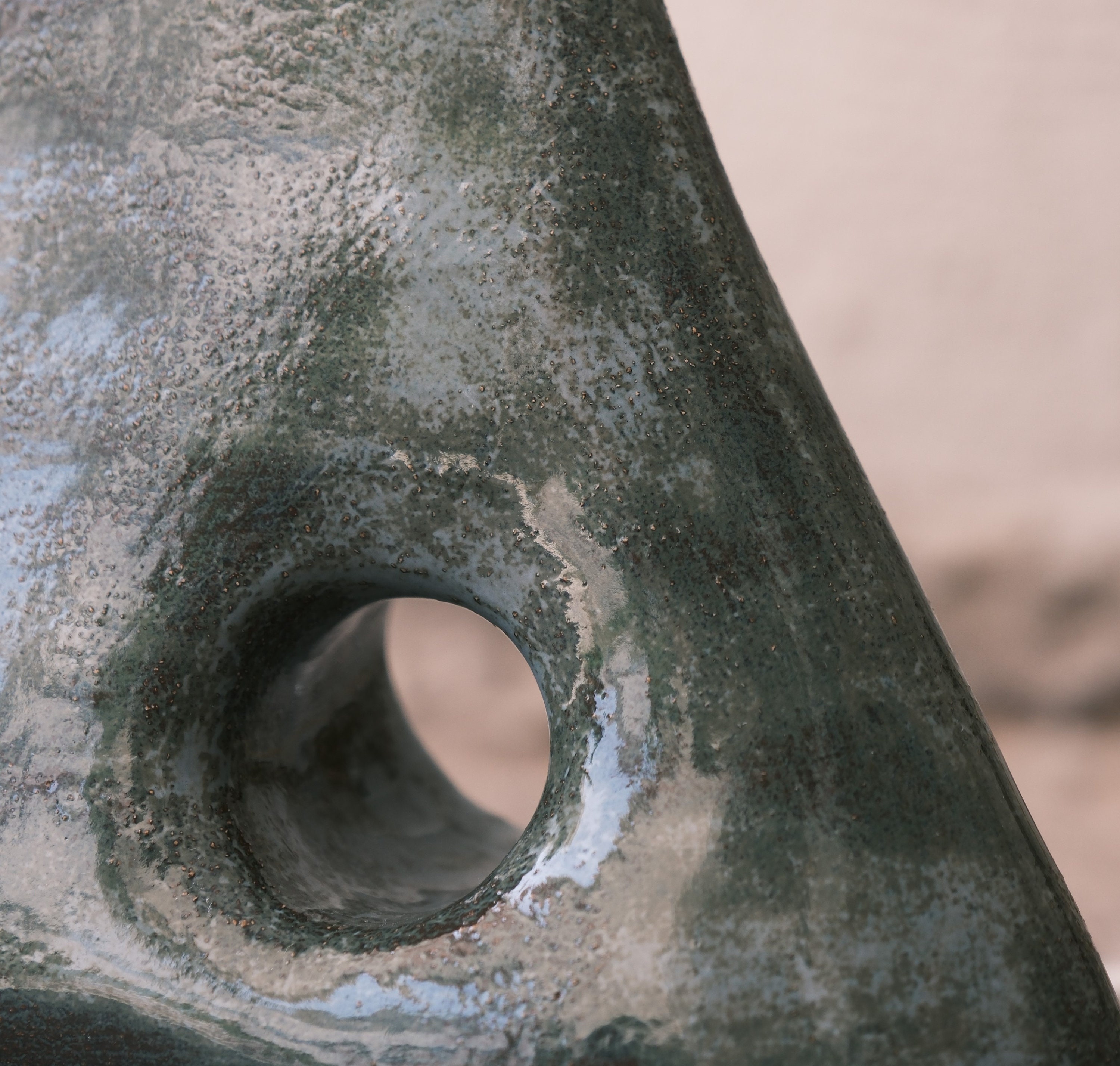 Handmade Stoneware Vase, Denim Glazed Vase, Amorphous Form Vase ...