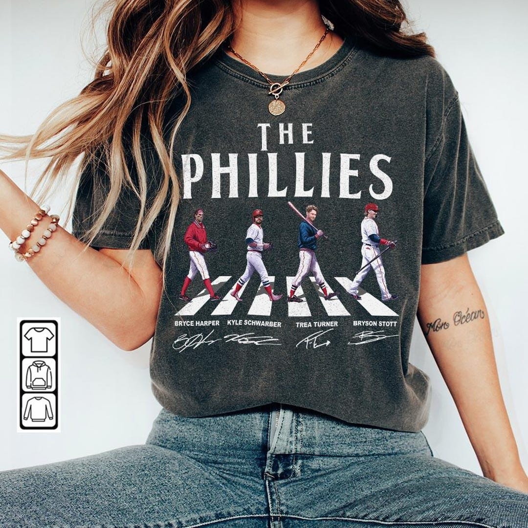 Phillies Walking Abbey Road Signatures Baseball Shirt, Bryce Harper ...