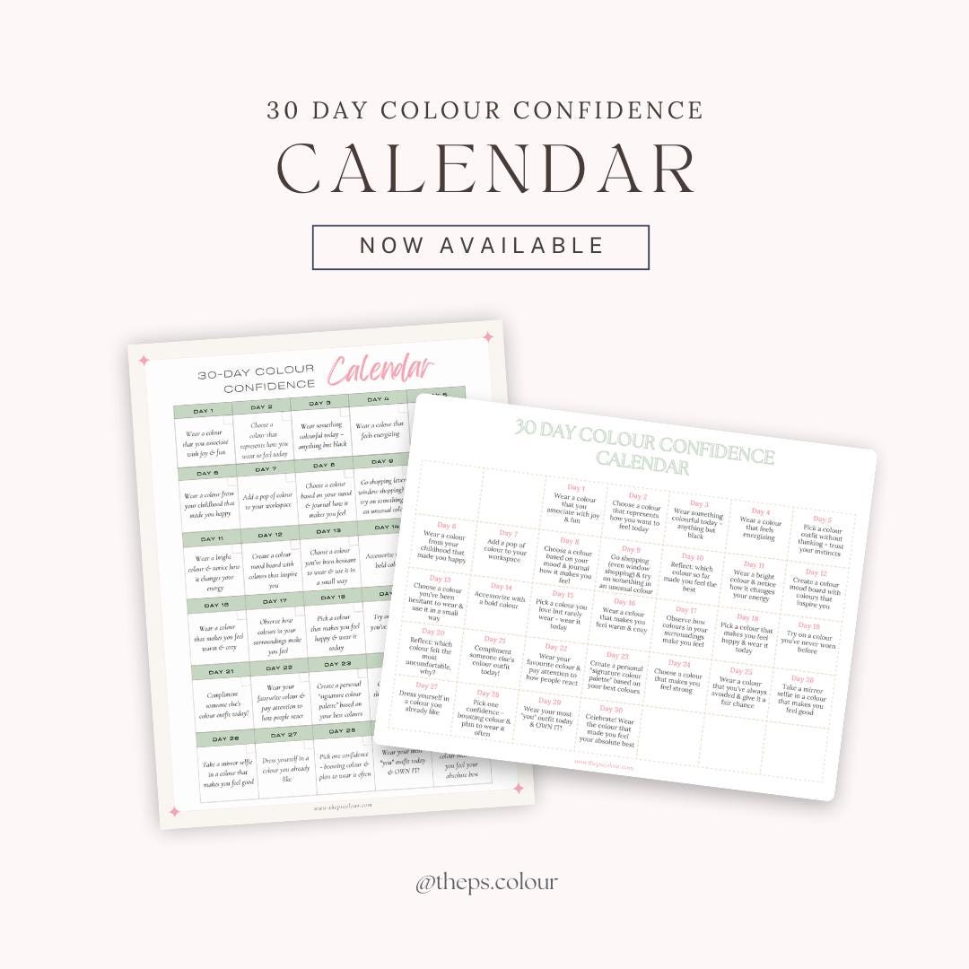 30-day Colour Confidence Challenge Calendar | Printable Colour Self ...