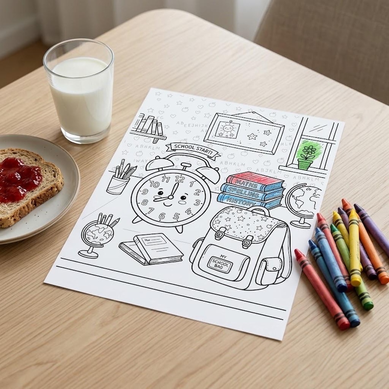 School Coloring Book for Kids, First Day of School Activity Book, Back ...