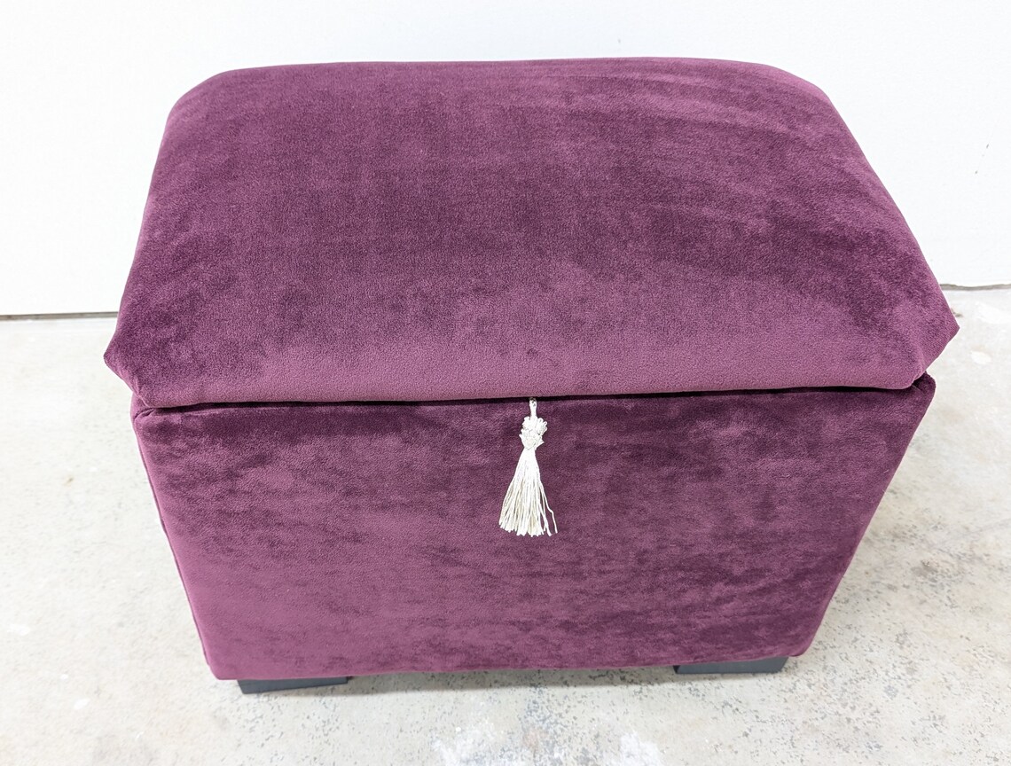 Tufted Footstool Bench With Storage in Deep Raspberry Velvet Fabric - Etsy