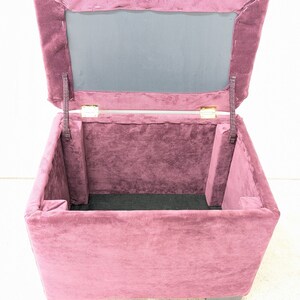 Tufted Footstool Bench With Storage in Deep Raspberry Velvet Fabric - Etsy