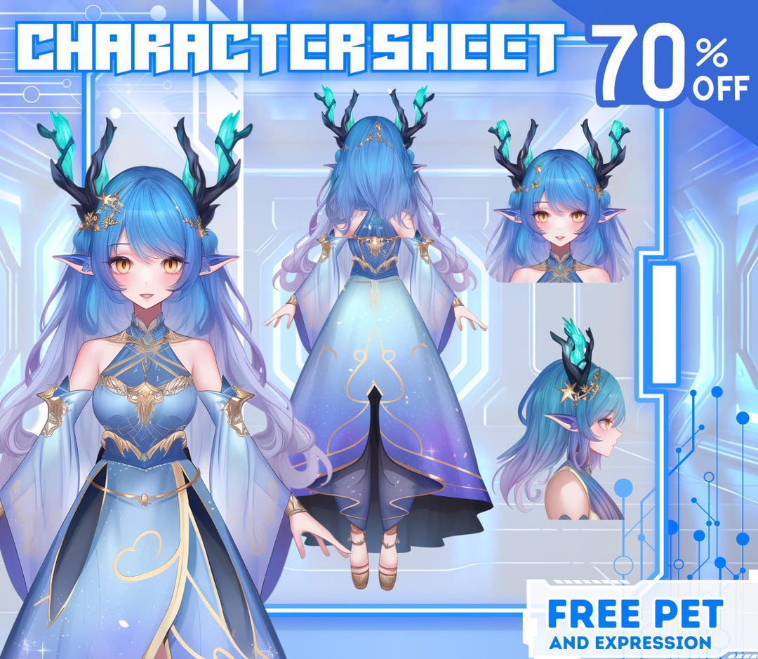 Custom Character Sheet Commission, Vtuber Model, Character Sheet ...