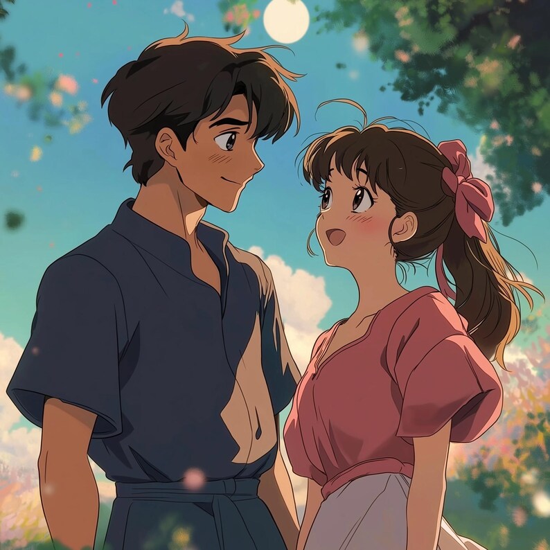Custom Portrait Ghibli Style Art Anime Portraits for Couples, Families ...